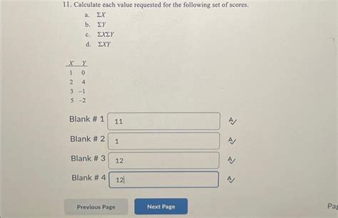Solved 11 Calculate Each Value Requested For The Following