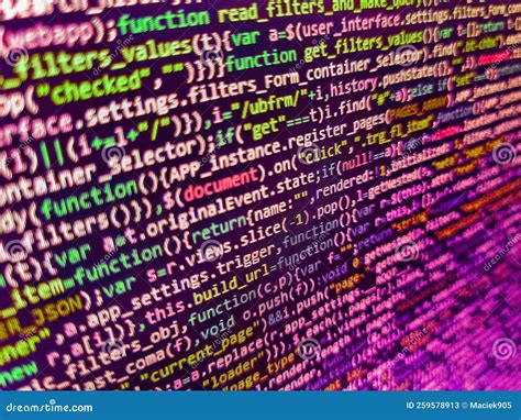 Digital Technology On Display Html Css3 Source Code On Lcd Screen With Black Background Stock