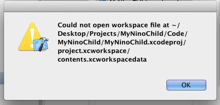 Xcode Could Not Open Workspace File Of Xcode Stack Overflow