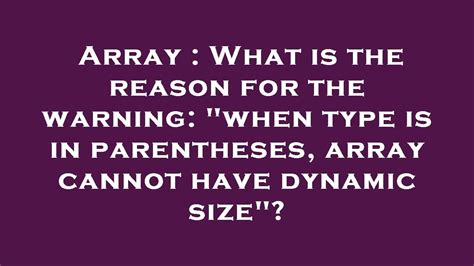 Array What Is The Reason For The Warning When Type Is In