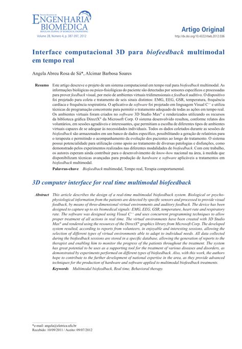 Pdf 3d Computer Interface For Real Time Multimodal Biofeedback