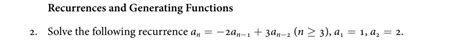 solved recurrences and generating functions 2 solve the