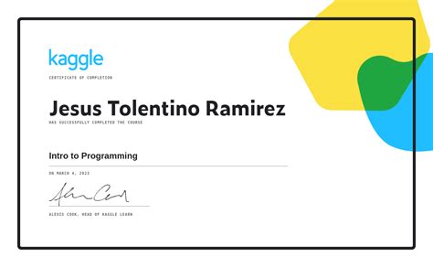 Jesus Tolentino Ramirez Completed The Intro To Programming Course On Kaggle