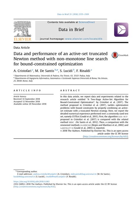 pdf data and performance of an active set truncated newton method