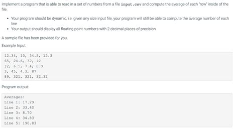 solved implement a program that is able to read in a set of