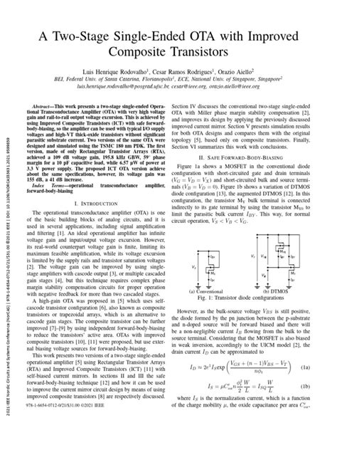 A Two Stage Single Ended Ota With Improved Composite Transistors Pdf