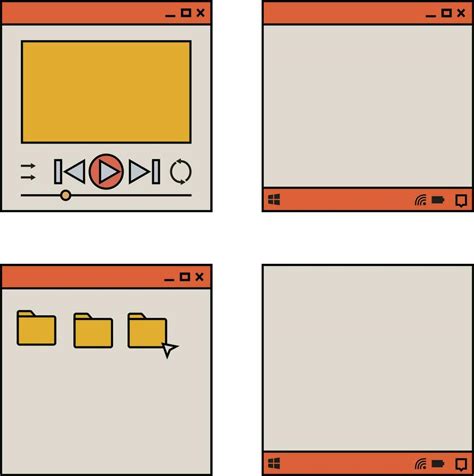 Retro Ui Window Cute Nostalgic Computer Ui Vintage Aesthetic Icons And Windows Vector Set S