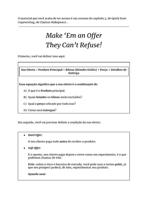 Faça Uma Oferta Que Eles Não Podem Recusar Q S C Pdf Mercado Economia Produto Negócios