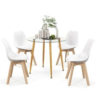 Costway Dining Table Set For 4 Modern Kitchen Table Set With Round