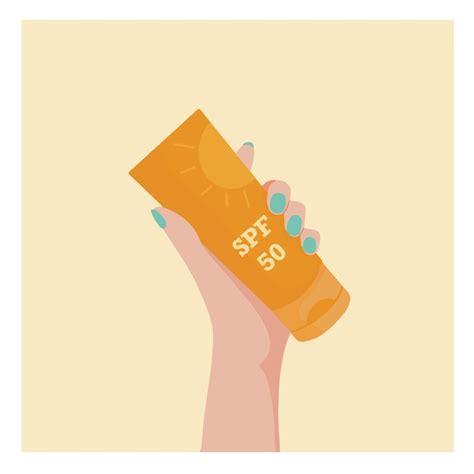 여름 태양 화상 삽화를 위한 자외선 차단제 자외선 차단제 Spf 50 튜브 병의 초상화 프리미엄 벡터