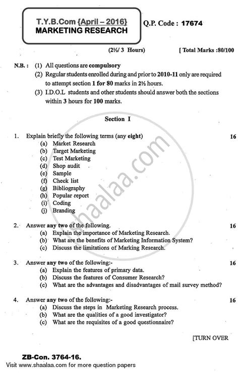 Marketing Research 2015 2016 Bcom Idol Correspondence 3rd Year