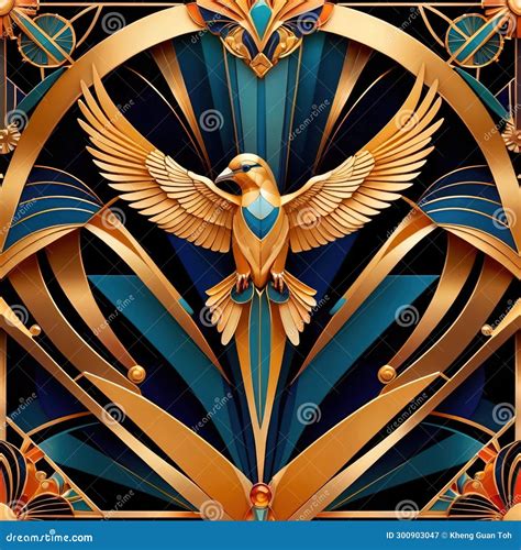 Flying Birds In Flight Elegant Retro Vintage Art Deco Style