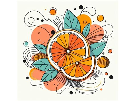 Abstract Line Art Of Orange With Color Splats Orange Contour Drawing By Marianna Pashchuk