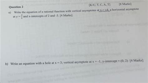 Solved Question 2 Ku T C A T 8 Marks A Write The
