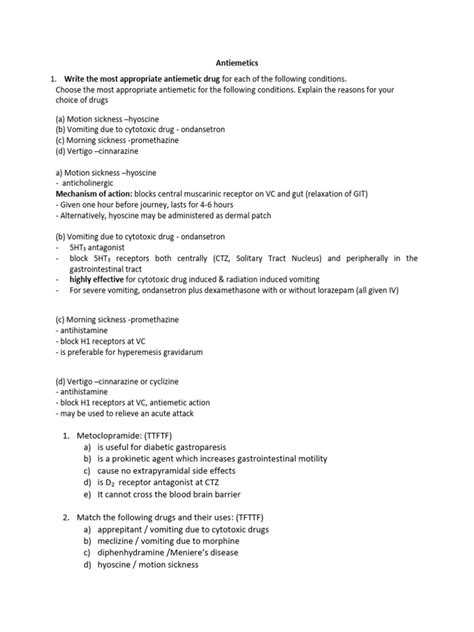 Antiemetics Amoebiasis Pdf Medicine Diseases And Disorders