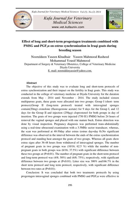 Pdf Effect Of Long And Short Term Progestagen Treatments Combined With Pmsg And Pgf2α On