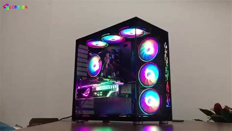 Cpu Case Black Panoramic Side Transparent Glass Gaming Computer Case With Rgb Strip Buy Cpu