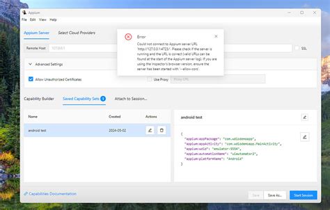 Could Not Connect To Server To Appium Server Issuesbugs Appium Discuss