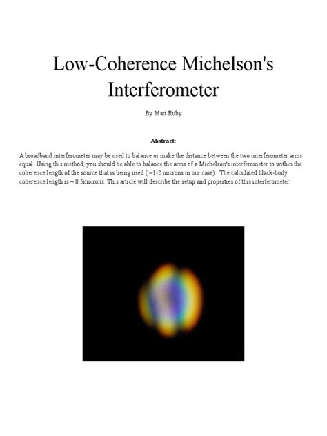 Low Coherence Interferomenter Pdf Interferometry Coherence Physics