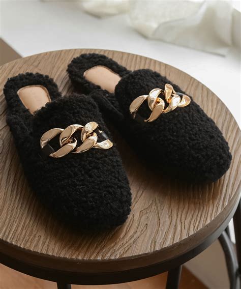 착한구두 💚연말특가 ️뽀글이슬리퍼 사무실슬리퍼 체인장식 털슬리퍼 겨울슬리퍼 퍼슬리퍼 털슬리퍼 데일리룩 수족냉증슬리퍼 챠밍