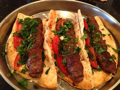 Assyrian Kabobs With Fresh Bread And Herbs Assyrian Food