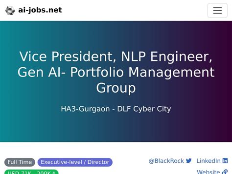 Hiring Vice President Nlp Engineer Gen Ai Portfolio Management Group In Ha3 Gurgaon Dlf