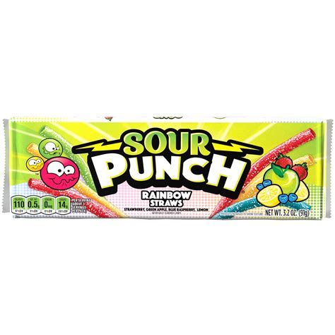 Sour Punch Straws Rainbow Assorted Chewy Candy 3 2oz Movie Tray