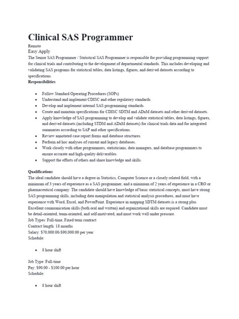 Clinical Sas Programmer Pdf