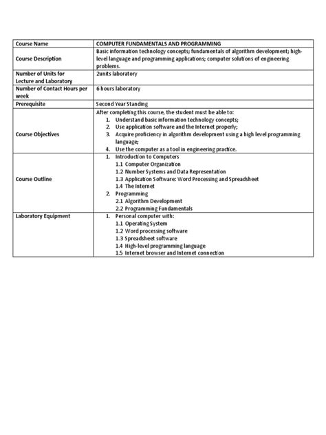 Computer Fundamentals And Programming Pdf