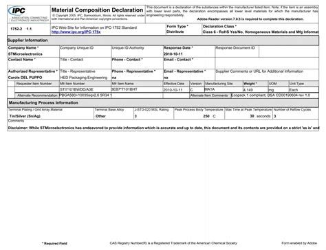 Material Composition Declaration Stmicroelectronics