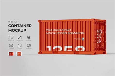 Psd Container Mockup For Branding 货物运输集装箱模型品牌logo标识设计贴图ps样机素材 格外视觉 Uigui Cn 国外高品质设计素材共享网