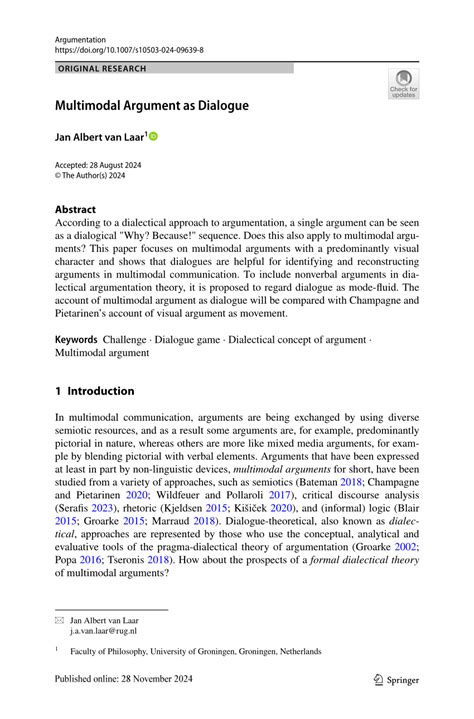 Pdf Multimodal Argument As Dialogue