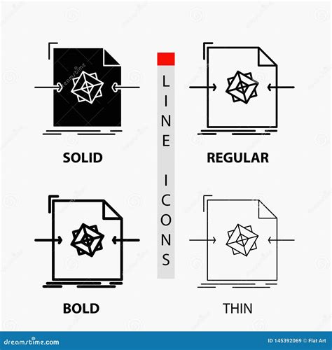 3d Document File Object Processing Icon In Thin Regular Bold Line