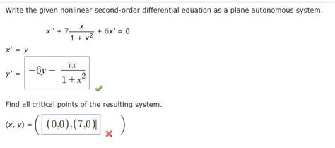 Solved Write The Given Nonlinear Second Order Differential Chegg Com