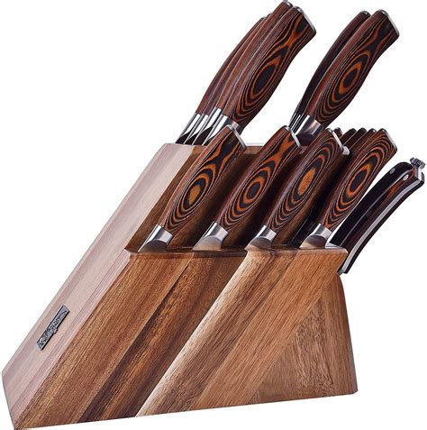 Tuo 17 Pcs Chefs Kitchen Set Block With Paring And Steak Knife
