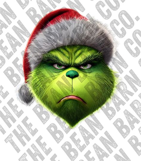 Grumpy Grinch Face Png Santa Hat Christmas Digital Download Grinch Png Etsy