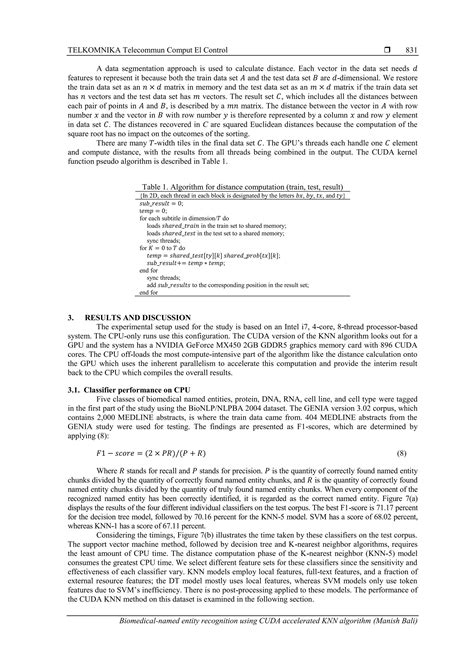 biomedical named entity recognition using cuda accelerated knn