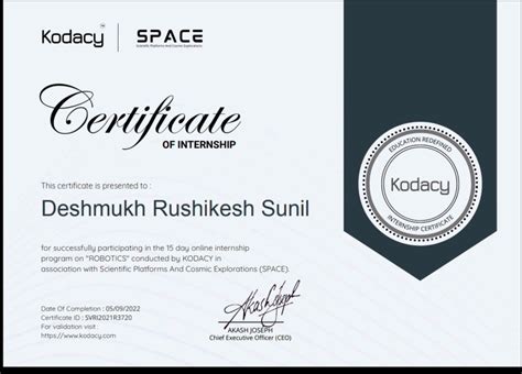 rushikesh deshmukh on linkedin kodacy interships thankyou