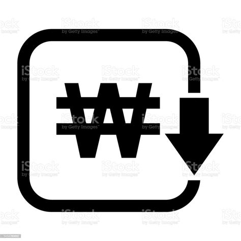 Cost Reduction Decrease Won Icon Vector Symbol Isolated On Background