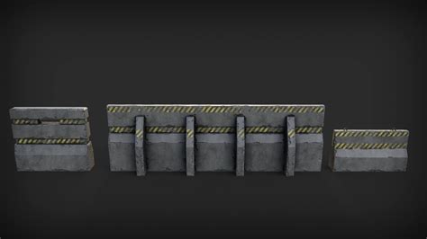concrete barricades barriers 3d model by holy360