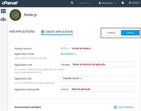 NodeJs Criando uma aplicação pelo cPanel Homehost