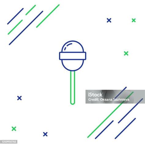 흰색 배경에 격리 된 파란색과 녹색 라인 롤리팝 아이콘 음식 맛있는 기호 다채로운 개요 개념 벡터 일러스트레이션 공휴일에 대한 스톡 벡터 아트 및 기타 이미지 Istock