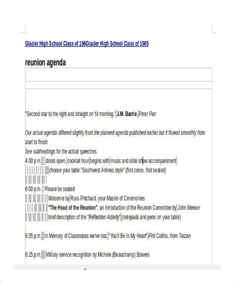 7 Reunion Agenda Examples To Download
