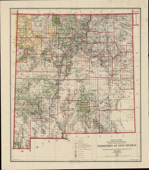 Reduced Reproduction Map Of Territory Of New Mexico Compiled From The