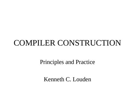 Compiler Construction Docsity