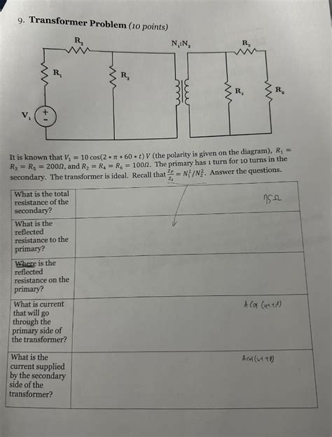 Solved Transformer Problem 10 Points It Is Known That Chegg Com