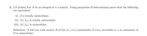 Solved 1 15 Points Let A Be An Integral M X N Matrix
