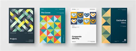 비즈니스 프리젠 테이션 벡터 A4 수직 방향 전면 페이지 모형 세트 기업 보고서 커버 추상 기하학적 일러스트 디자인 레이아웃 번들 회사 Id 브로셔 템플릿 컬렉션입니다 0