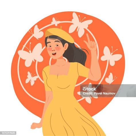 상상력있는 유형의 정신 적 사고 방식 성격 감정 개념 만화 벡터 일러스트를 가진 로맨틱 한 소녀 구름이 짙게 낀 하늘에 대한 스톡 벡터 아트 및 기타 이미지 Istock