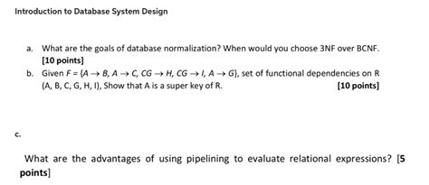 Solved Introduction To Database System Design A What Are